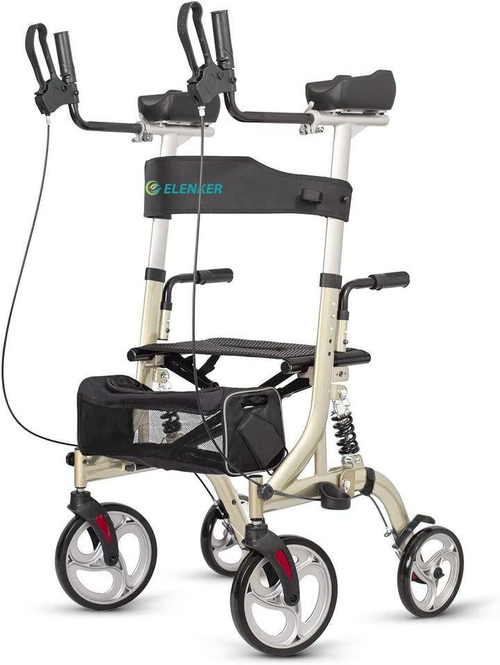 Upright Walker | Stand Up Folding Rollator With Seat – Elenker