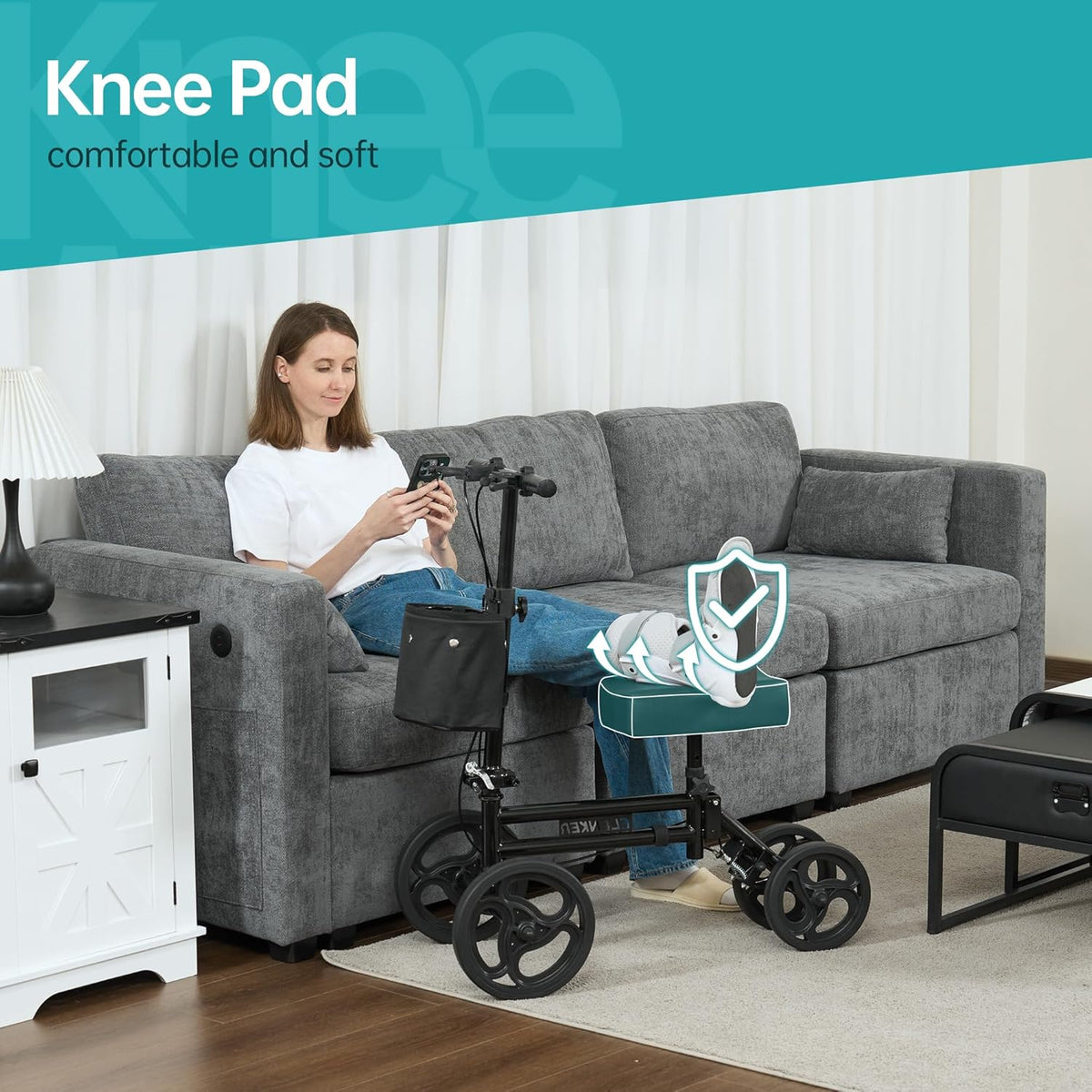 Elenker YF-9005E Adjustable Steerable Medical Knee Walker 10" Wheels