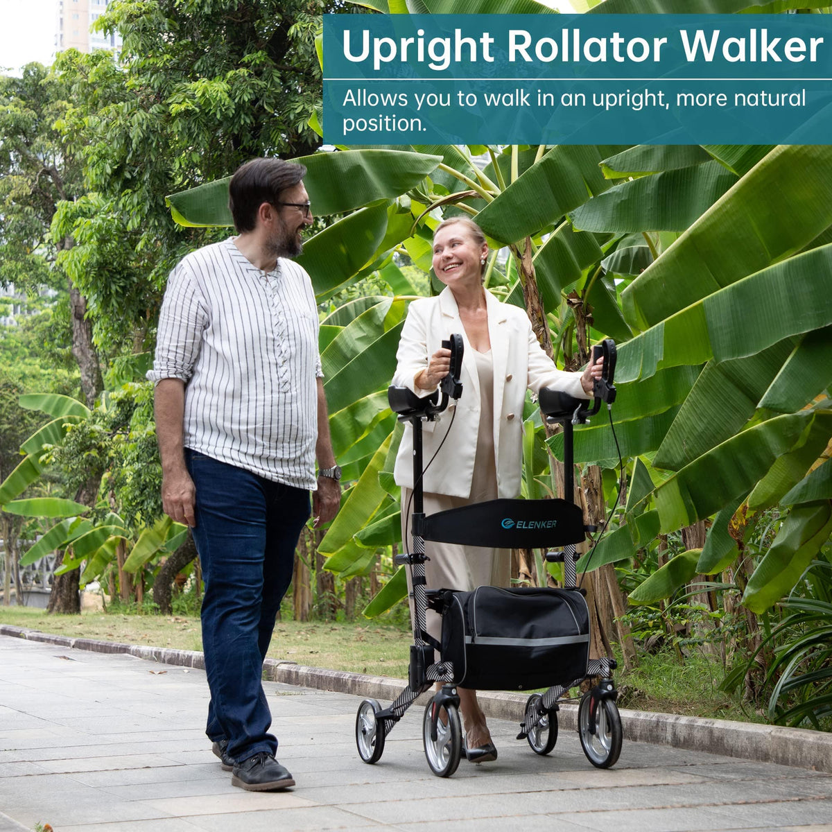 ELENKER HFK-9240 Upright Walker with Dual Brakes and 10" Wheels – Elenker