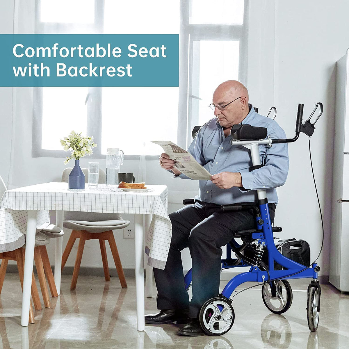 Elenker HFK-9211B Upright Walker with Shock Absorber & Dual Brakes